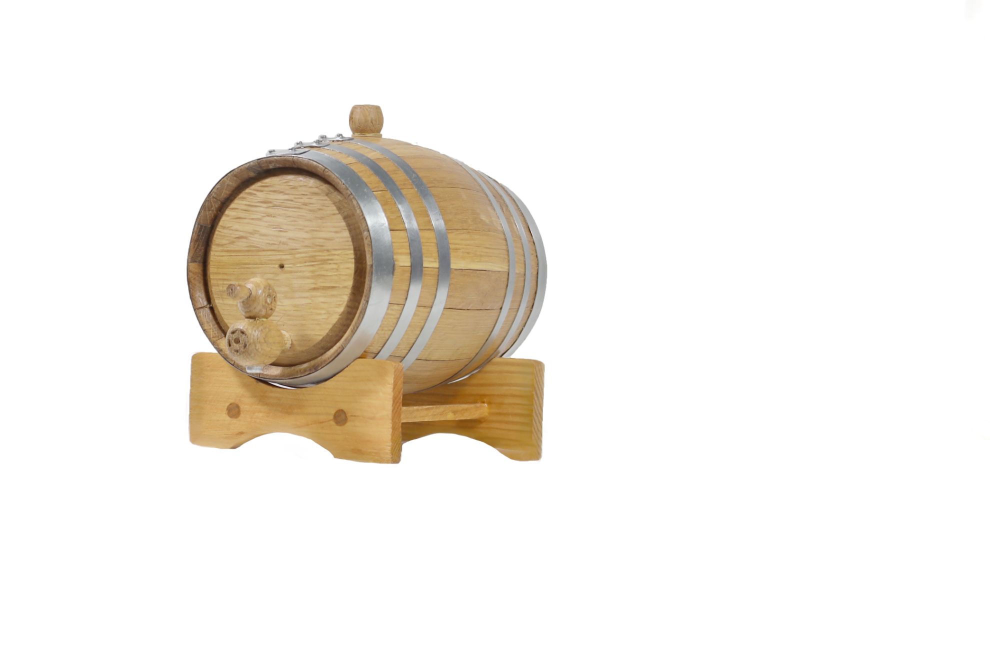 Oak Barrel - 67 oz (2 liter) Galvanized Steel Hoop